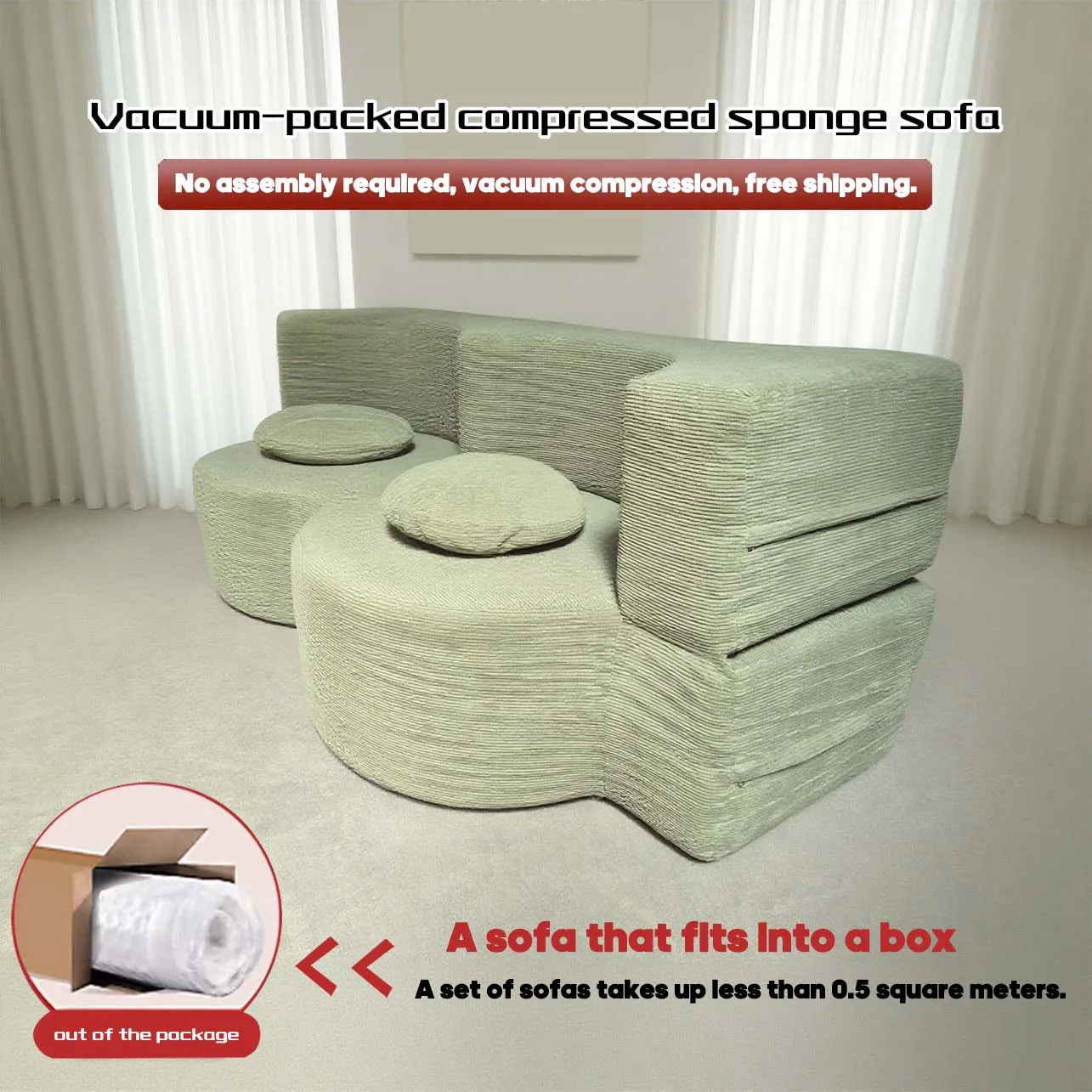 Compressed Sponge Sofa Modular Sectional Sofa Bed for Living Room ...