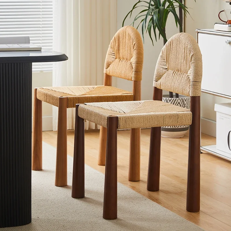 Japanese-Retro-Restaurant-Chair-Grass-Rope-Woven-Computer-Chair-Casual ...