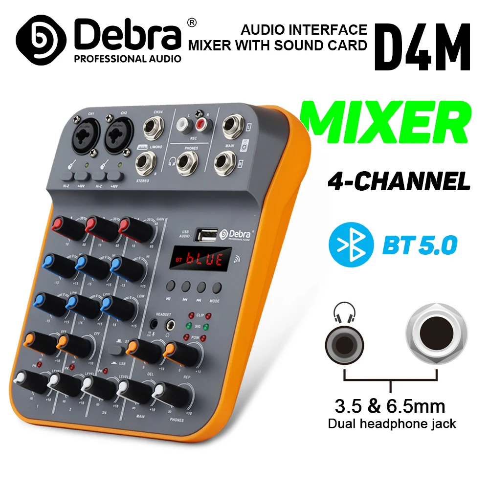 IKGE-D4M-Mini-4-Channel-Audio-Mixer-DJ-Console-Mixer-with-Reverb ...