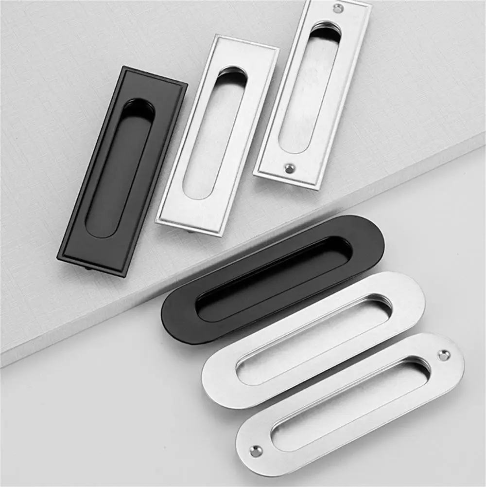 4-2PC-Stainless-Steel-Recessed-Invisible-Handle-Wooden-Door-Sliding ...
