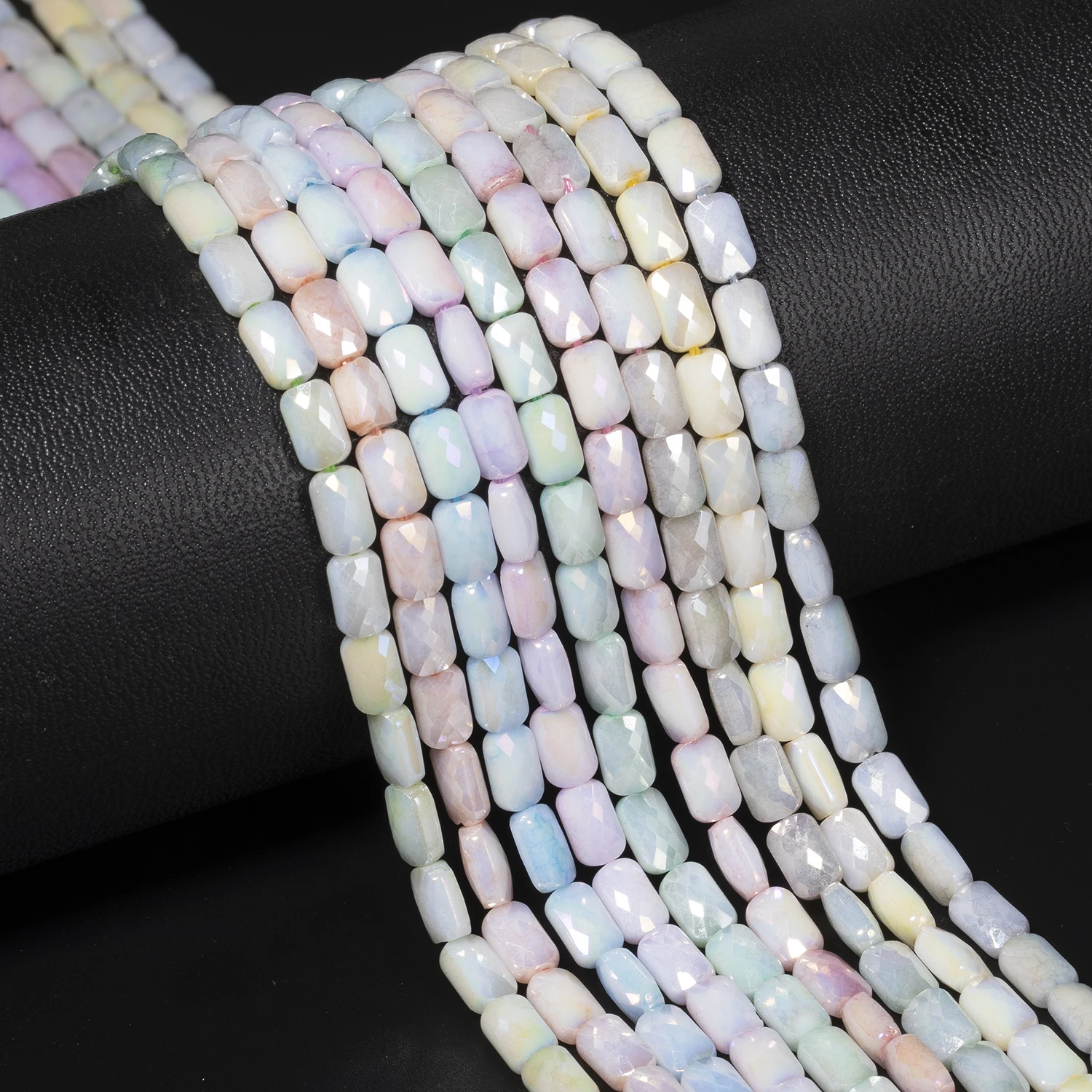 4x7mm AB Mixed Color Grid Crystal Beads Loose Spacer Quartz Glass Beads ...