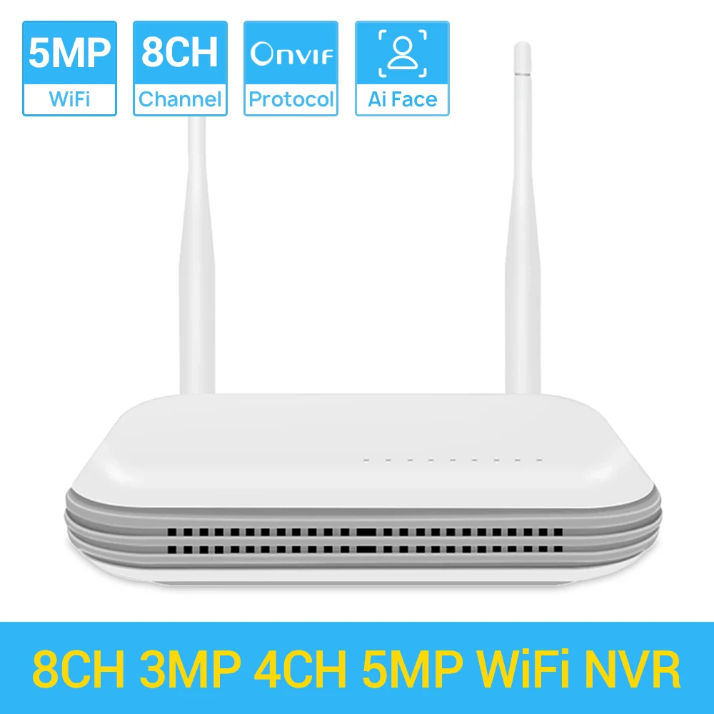 Wifi NVR Mini 4CH 5MP/8CH 3MP XMeye WIFI Video Recorder For Wireless ...