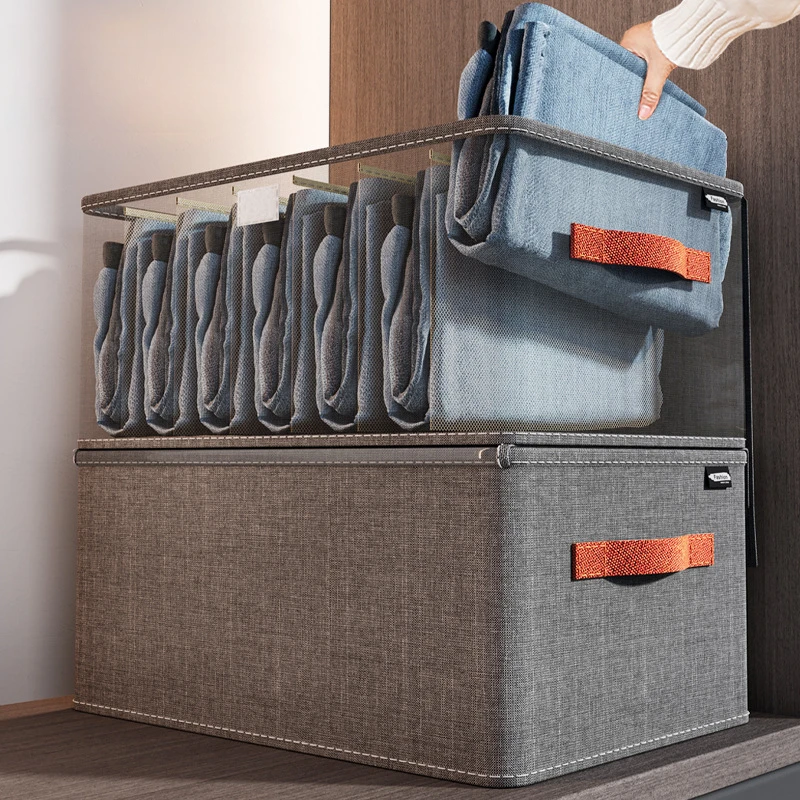 Closet-Storage-Bins-Clothes-and-Pants-Organizer-with-Transparent-Lid ...