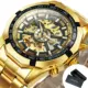 WINNER Official Automatic Gold Watch Men Fashion Skeleton Mechanical ...