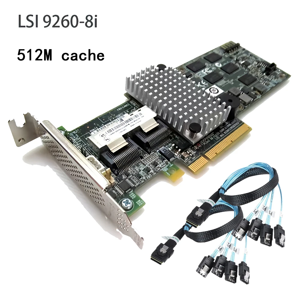 LSI 9260 8i 512M 6gbps SFF 8087*2 SATA/SAS soporte RAID 5 6 PCI E 2,0 X8 tarjeta controladora ...