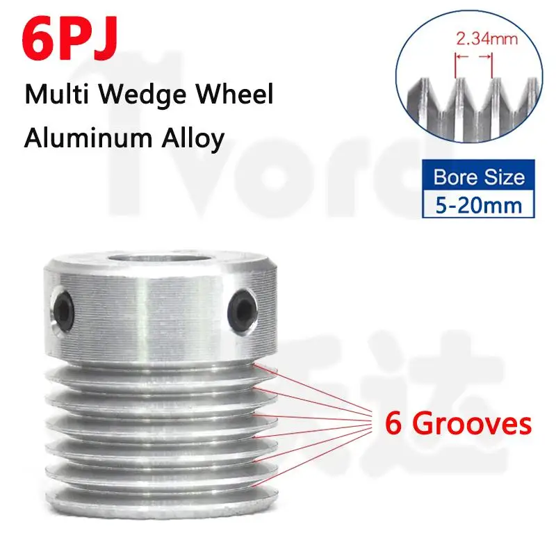 6PJ Multi Wedge Wheel PJ Belt Pulley 6 Slots Motor Shaft 6 Peak Groove ...