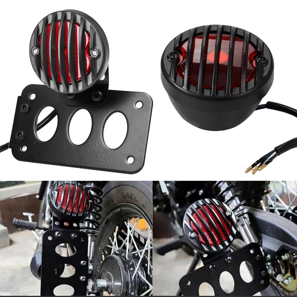 Motocycle-Black-Round-Metal-Motorcycle-Tail-Brake-Light-for-Harley ...