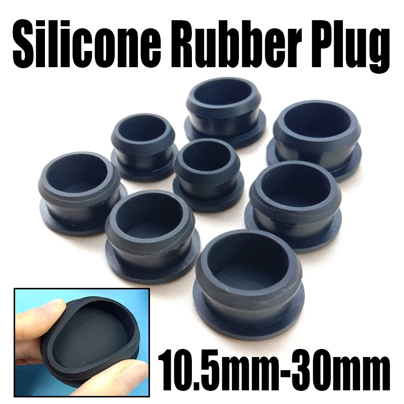 1-5PC 10.5mm-30mm Black Silicone Rubber Cap Hole Plug Cover Rubber ...