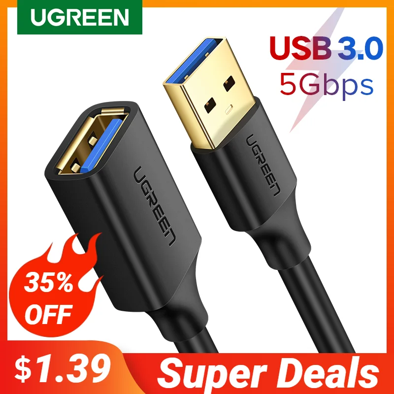 UGREEN-Cable de extensión USB 3,0, Mini extensor de velocidad rápida ...