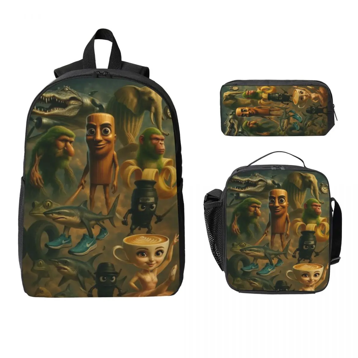 Italian Brainrot Tung Tung Sahur Backpack Set for Kids Pencil Boxes ...