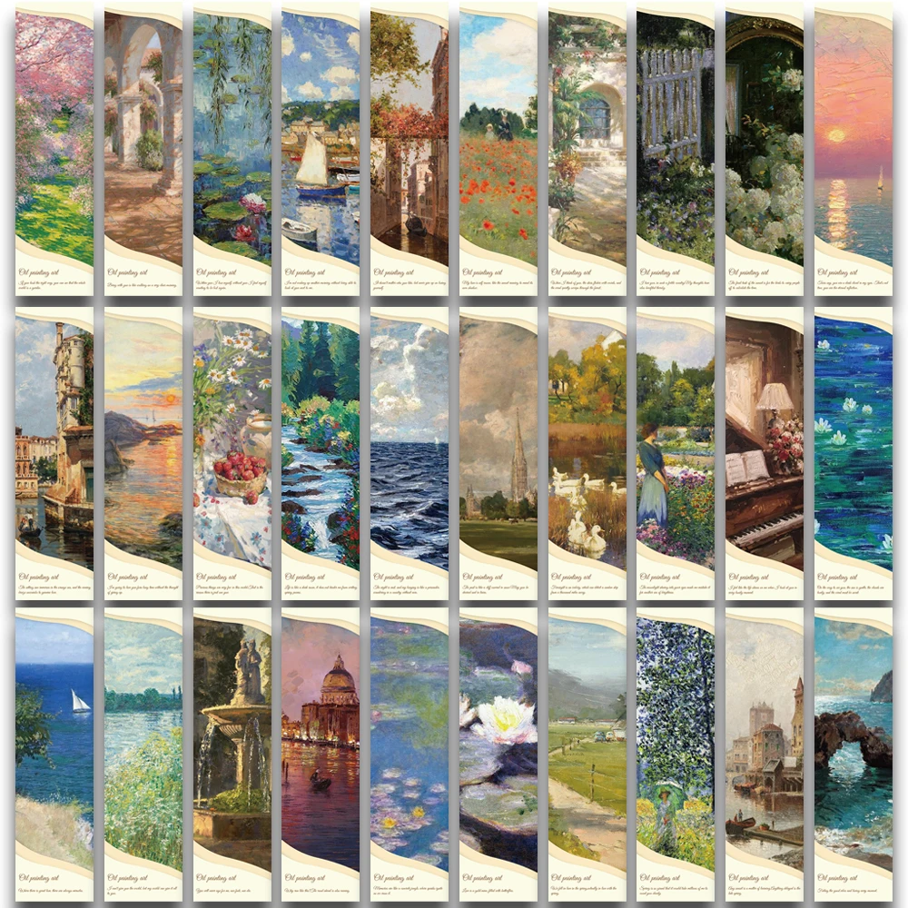 30PCS Oil Painting Bookmarks Harajuku Luggage Creative Cartoon ...