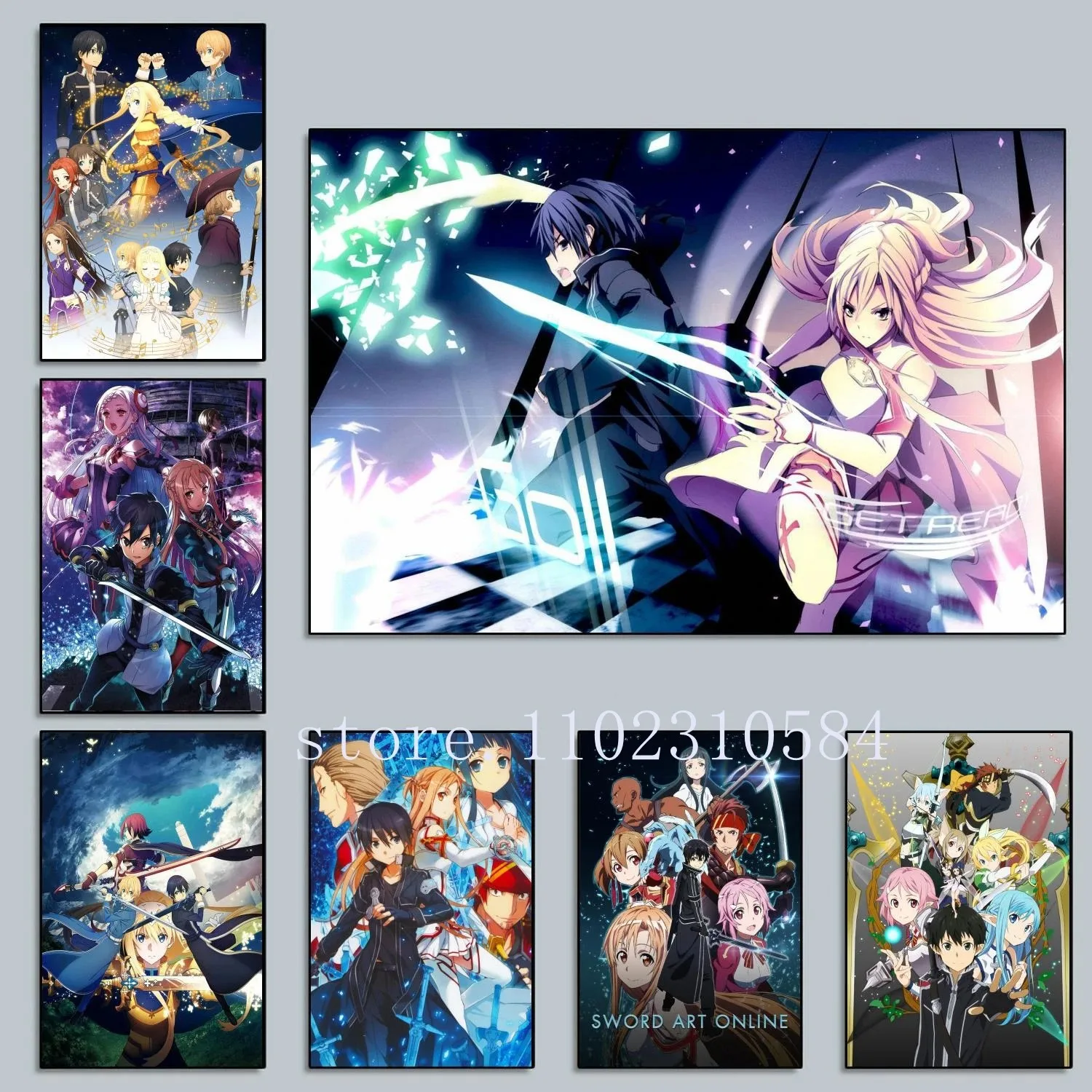 Sword-Art-Online-Japan-Manga-Kirito-Yuuki-Asuna-Anime-Wall-Art-Canvas ...