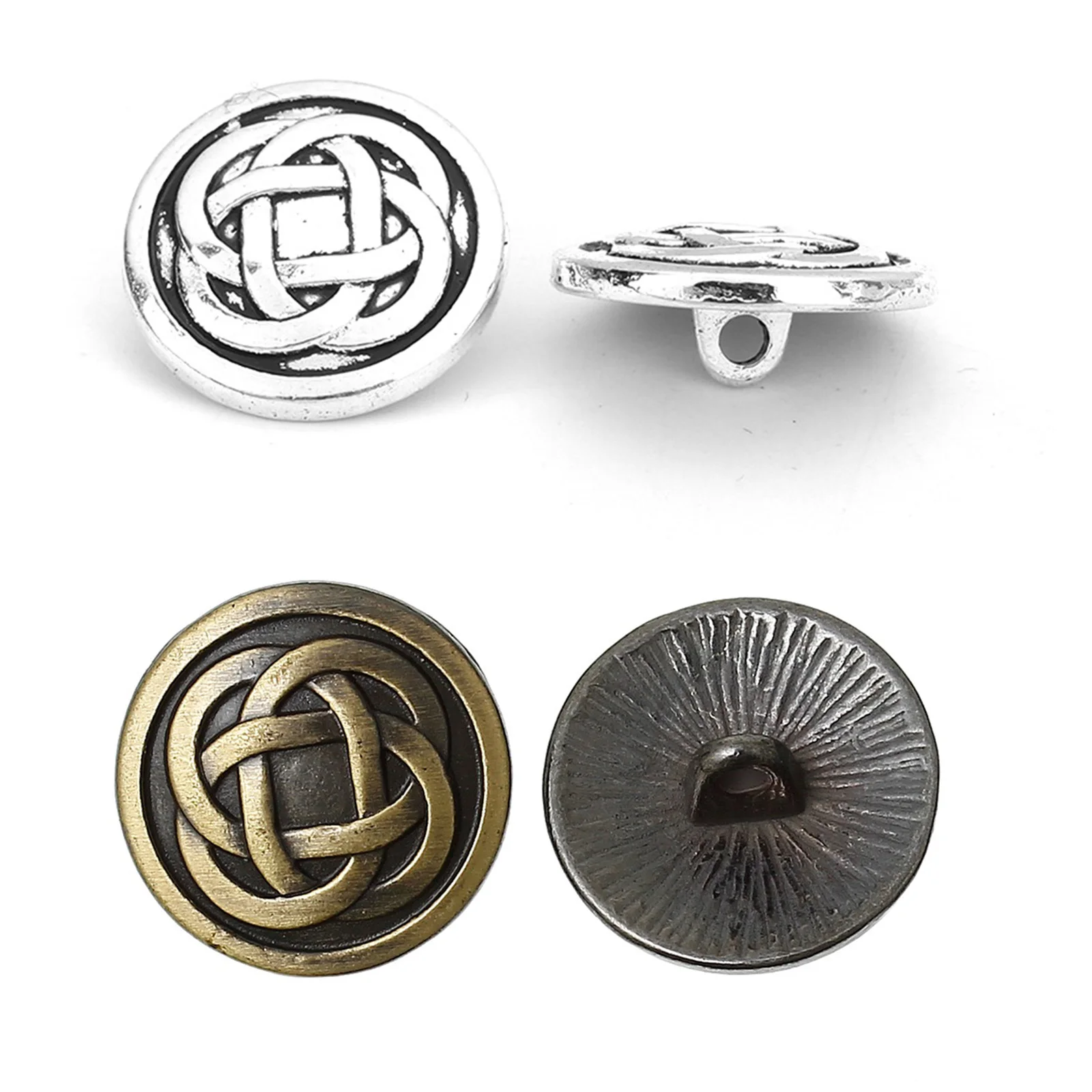 20PCs-Round-Celtic-Knot-Carved-Pattern-Metal-Buttons-Antique-Bronze ...