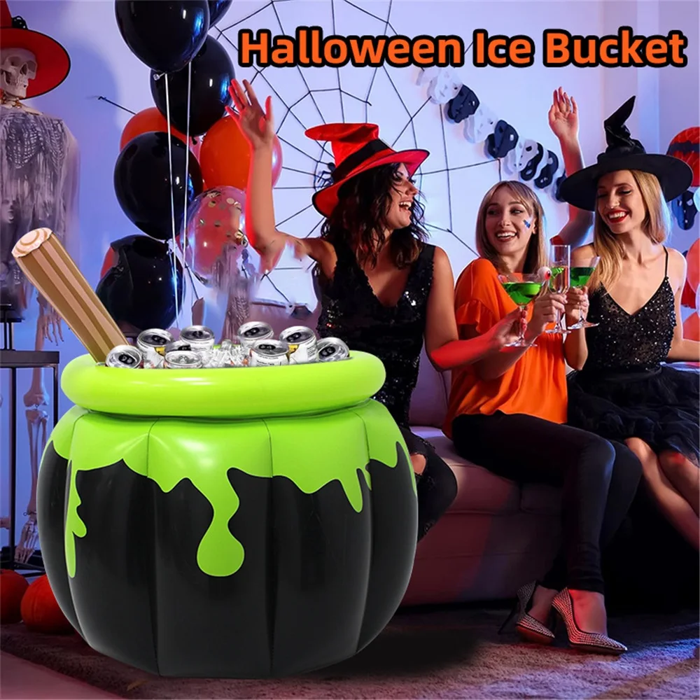 Halloween Inflatable Ice Bucket Witch Cauldron Drink Cooler Multi ...