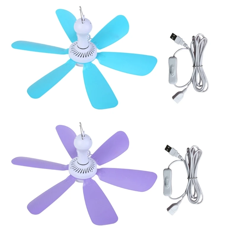 USB-5V-Ceiling-Fan-Small-Hanging-Ceiling-Fan-6Leaves-Hanging-Camping ...