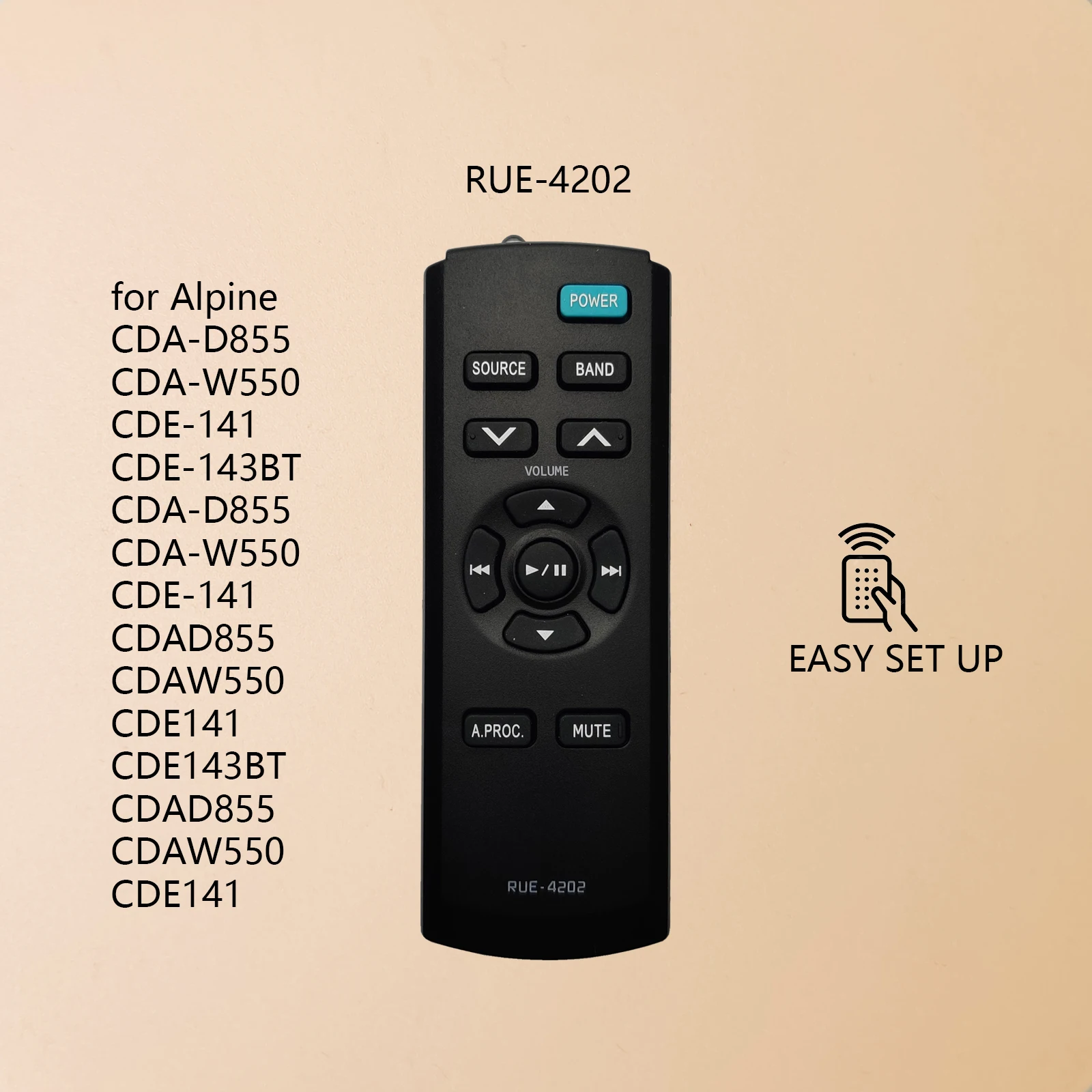 RUE-4202 Remote Control for Alpine CDA-D855 CDA-W550 CDE-141 CDE-143BT ...
