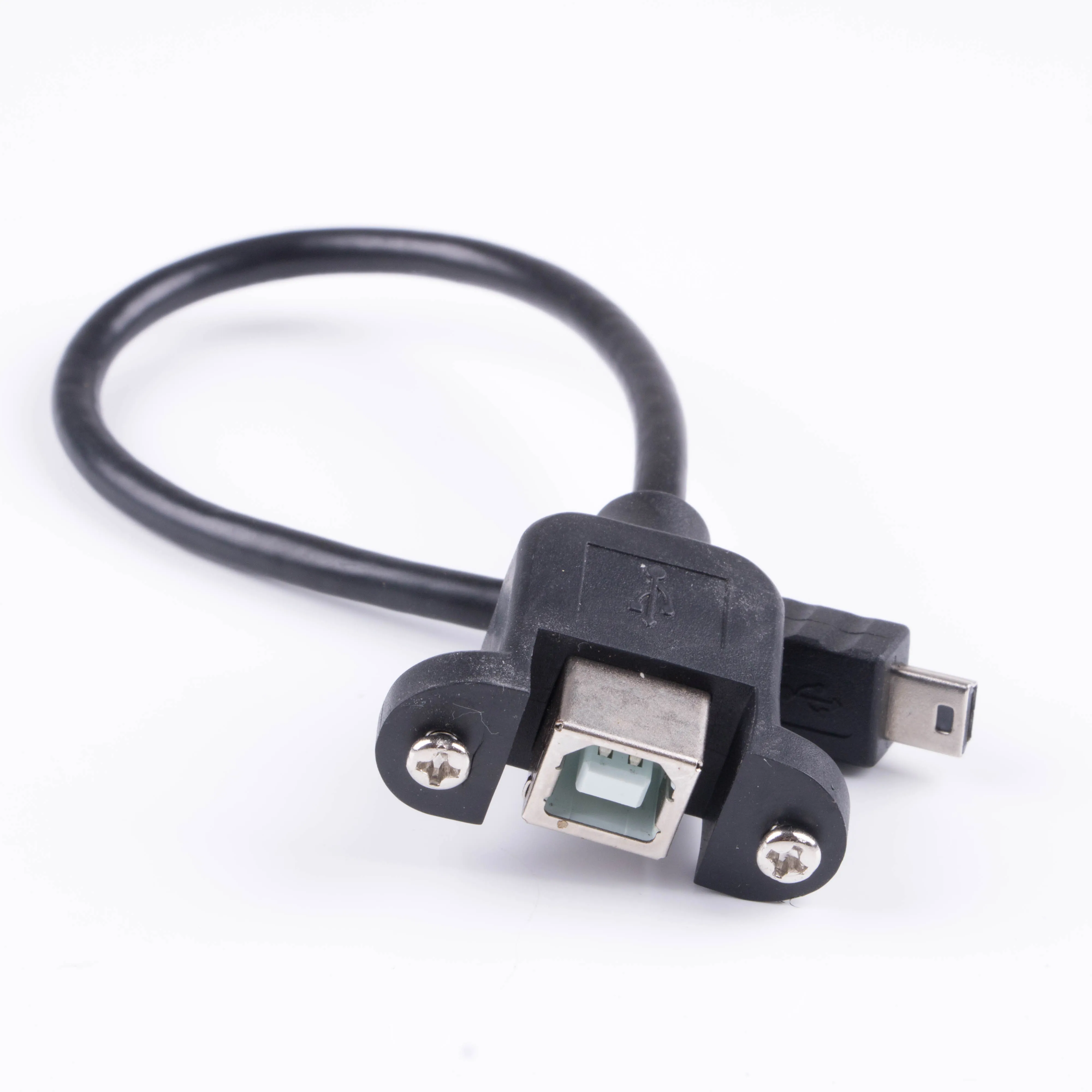 Mini USB to USB Type B Screw Panel Mount Extension Cable