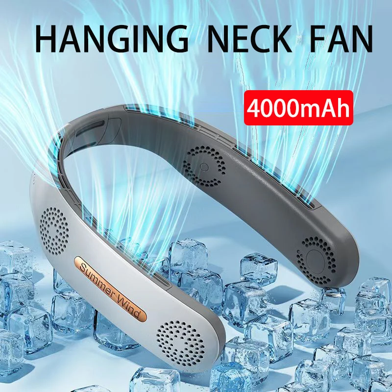 Super Wind Hanging Neck Fan Adjustable 3 Gear Neck Fan 4000mAh ultra ...