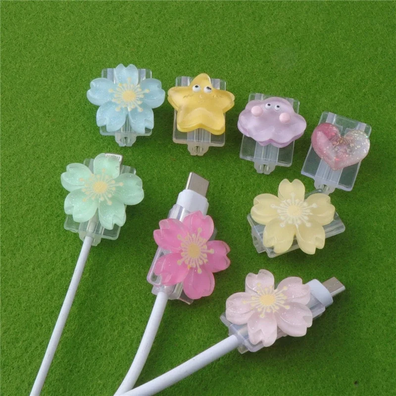 5pcs Flowers Cable Protector Cartoon Usb Charger Protector Cable ...