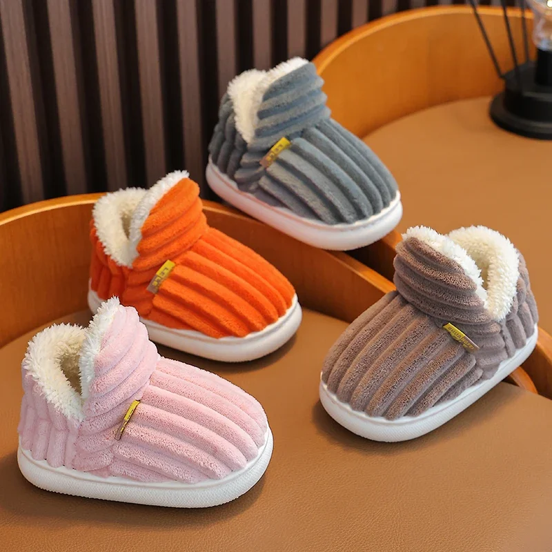 Winter-Concise-Stripe-Children-s-Fluffy-Slippers-For-Kids-Boys-Girls ...