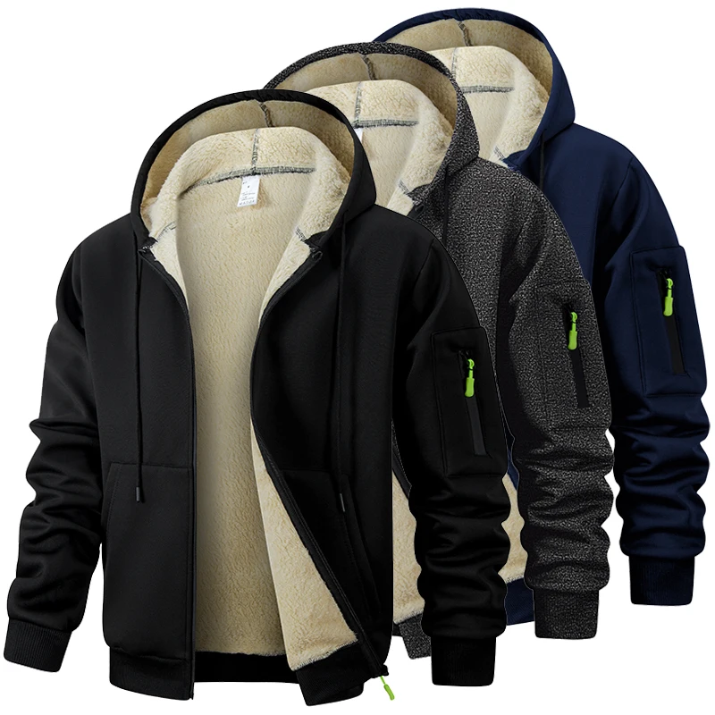 Chaqueta forrada de felpa Sherpa para hombre, abrigo polar cálido de ...