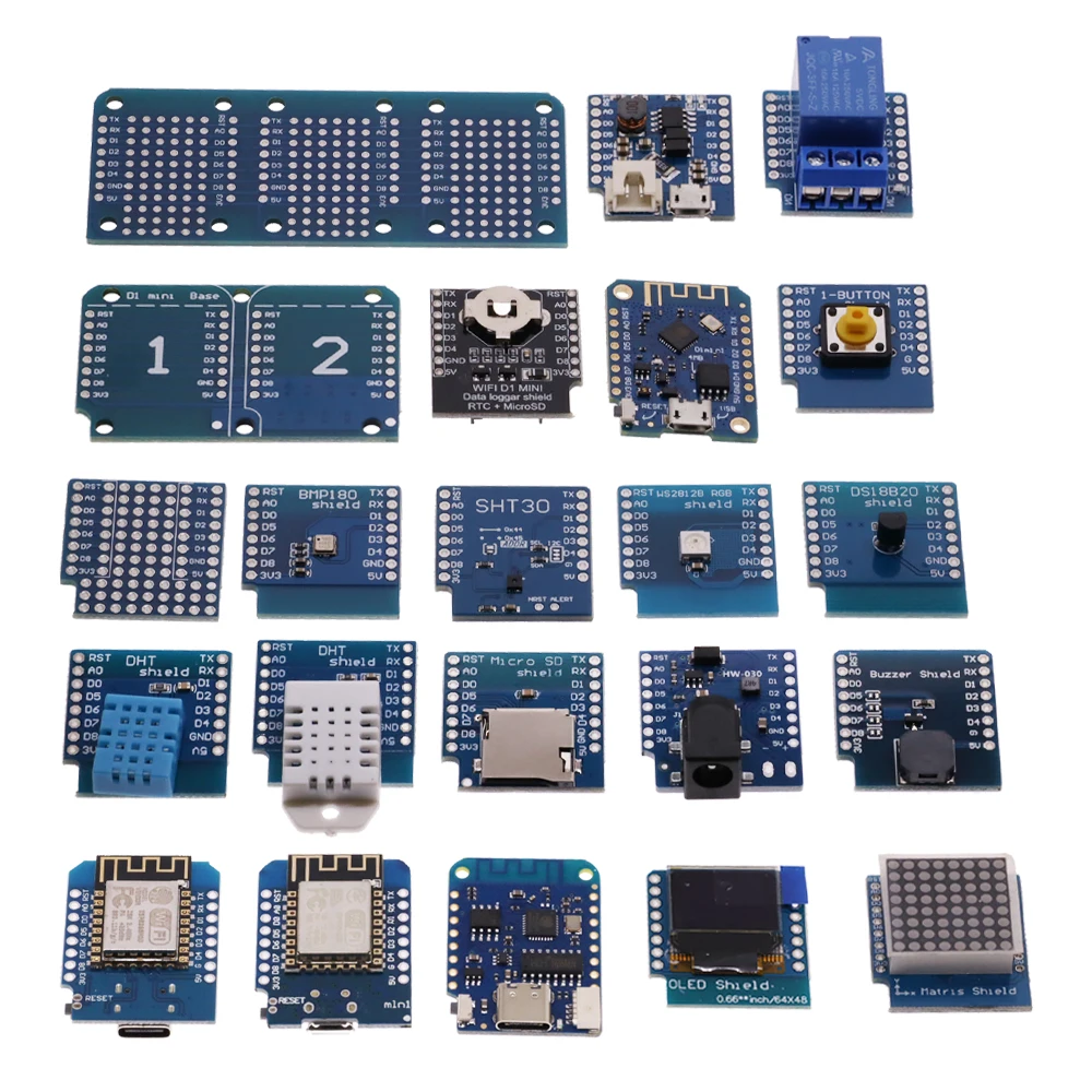 Generic Esp8266 D1 Mini Type-C Pro Wifi Nodemcu Data Logger Shield Ds1307 Oled Dc Power Buzzer ...