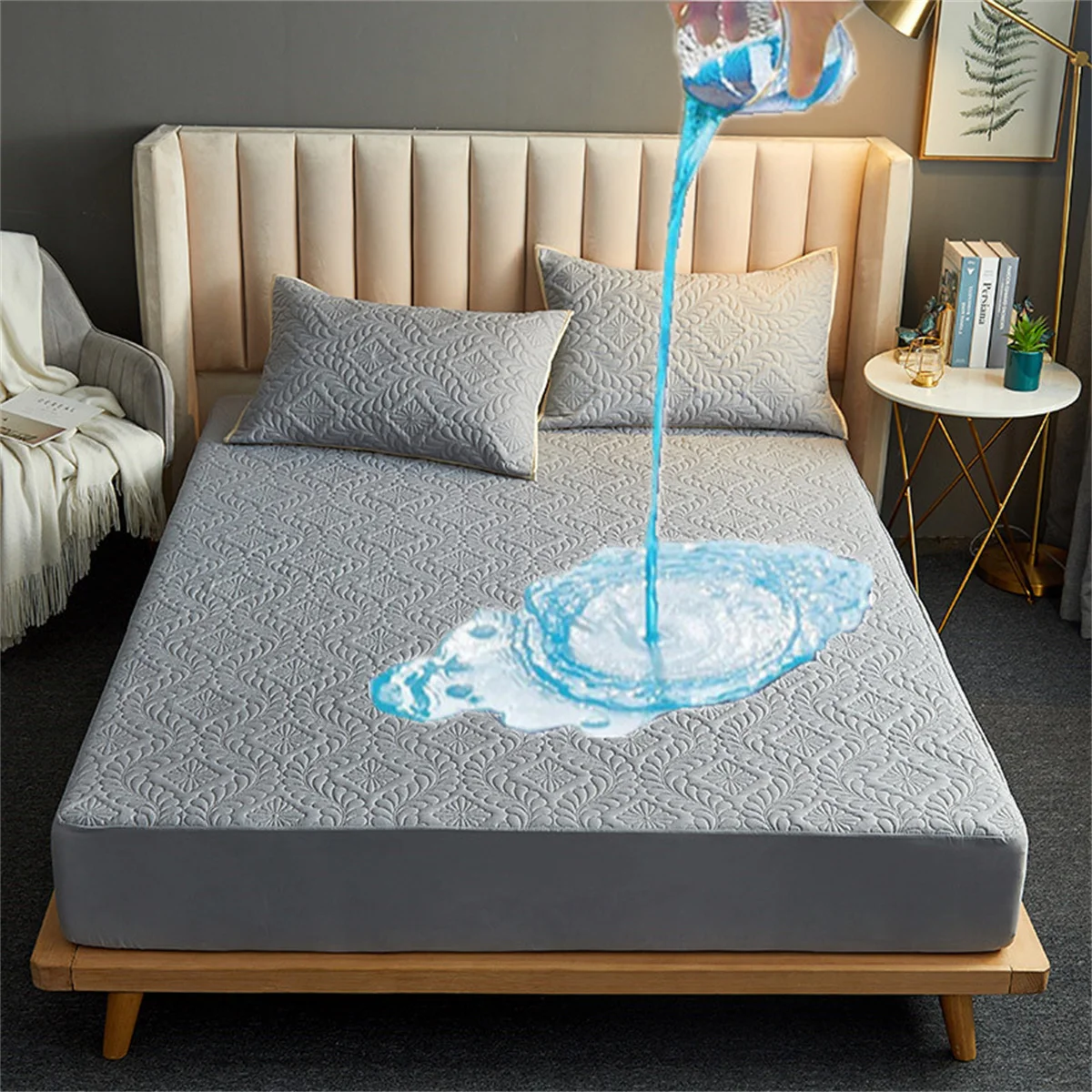 Waterproof-Mattress-Cover-Thickened-Padding-Comfortable-Fabric-Bed ...