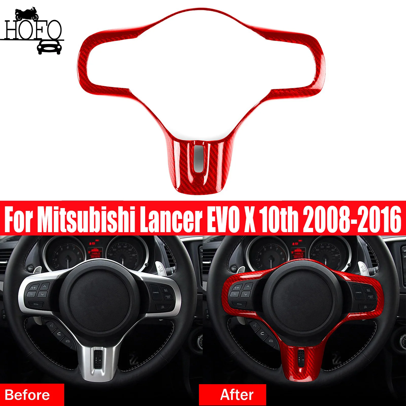 Real Dry Carbon Fiber Steering Wheel Cover Trim For Mitsubishi Lancer ...