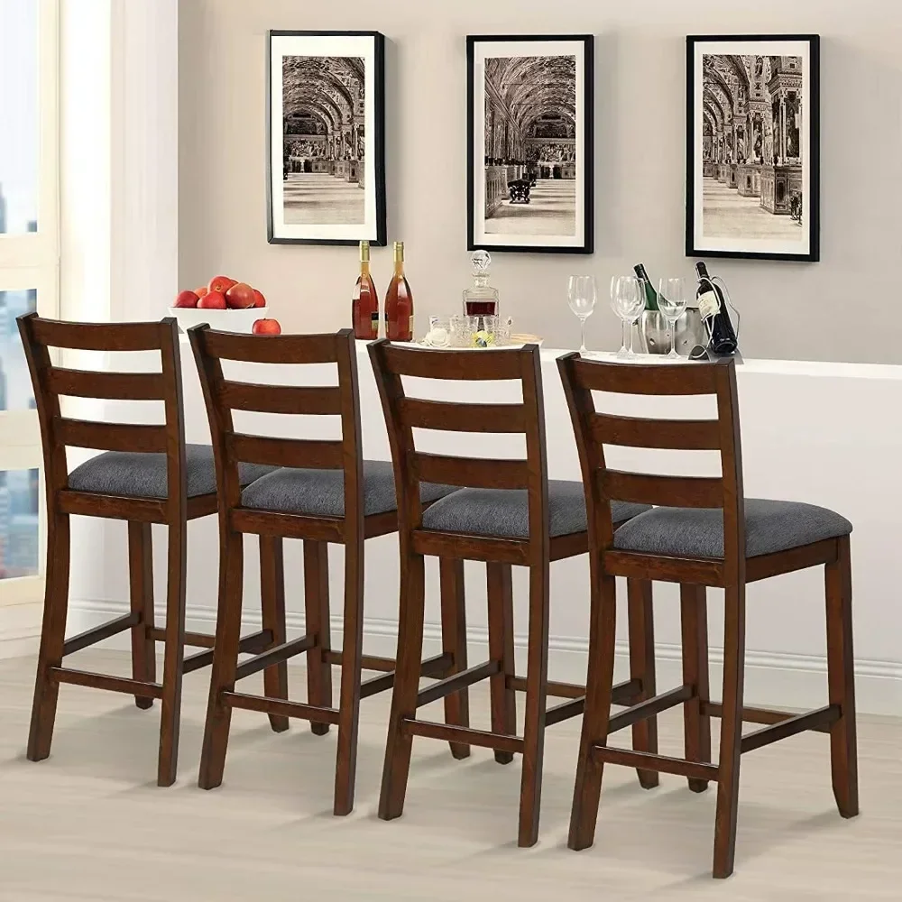 Bar-Stools-Set-of-4-with-Back-Upholstered-Cushion-Bars-Stool-for ...