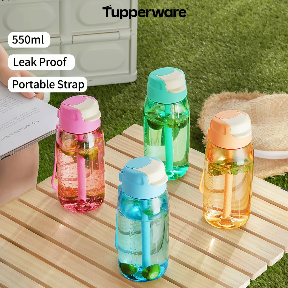 Tupperware-Narrow-Water-Bottle-550ML-Portable-Cute-Water-Bottles-Straw ...
