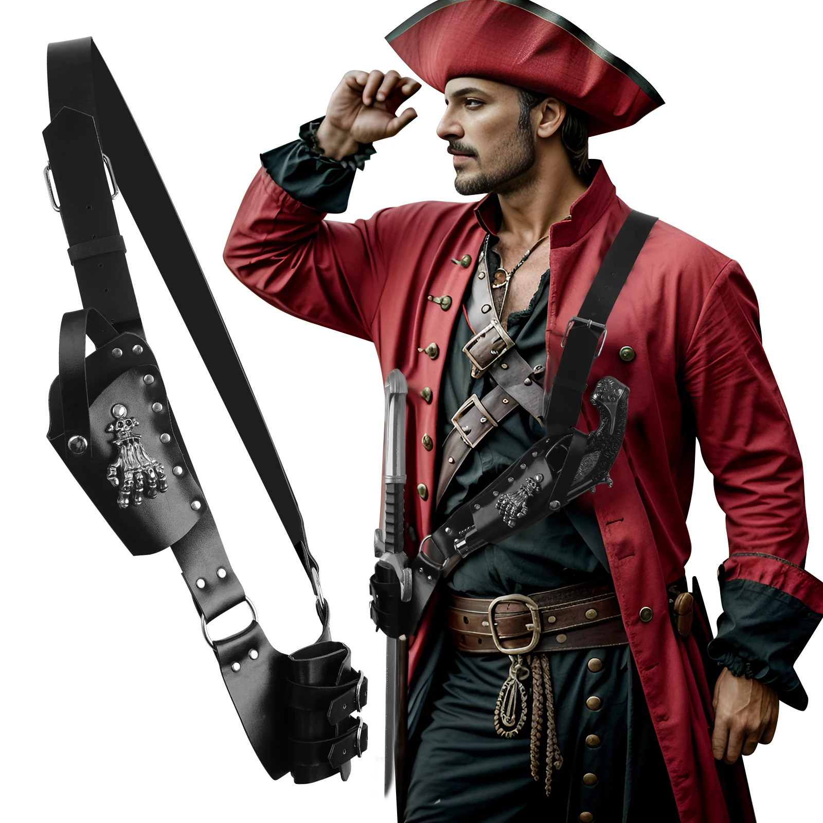 Medieval-Scabbard-Sheath-PU-Leather-Shoulder-Back-Sword-Holder ...