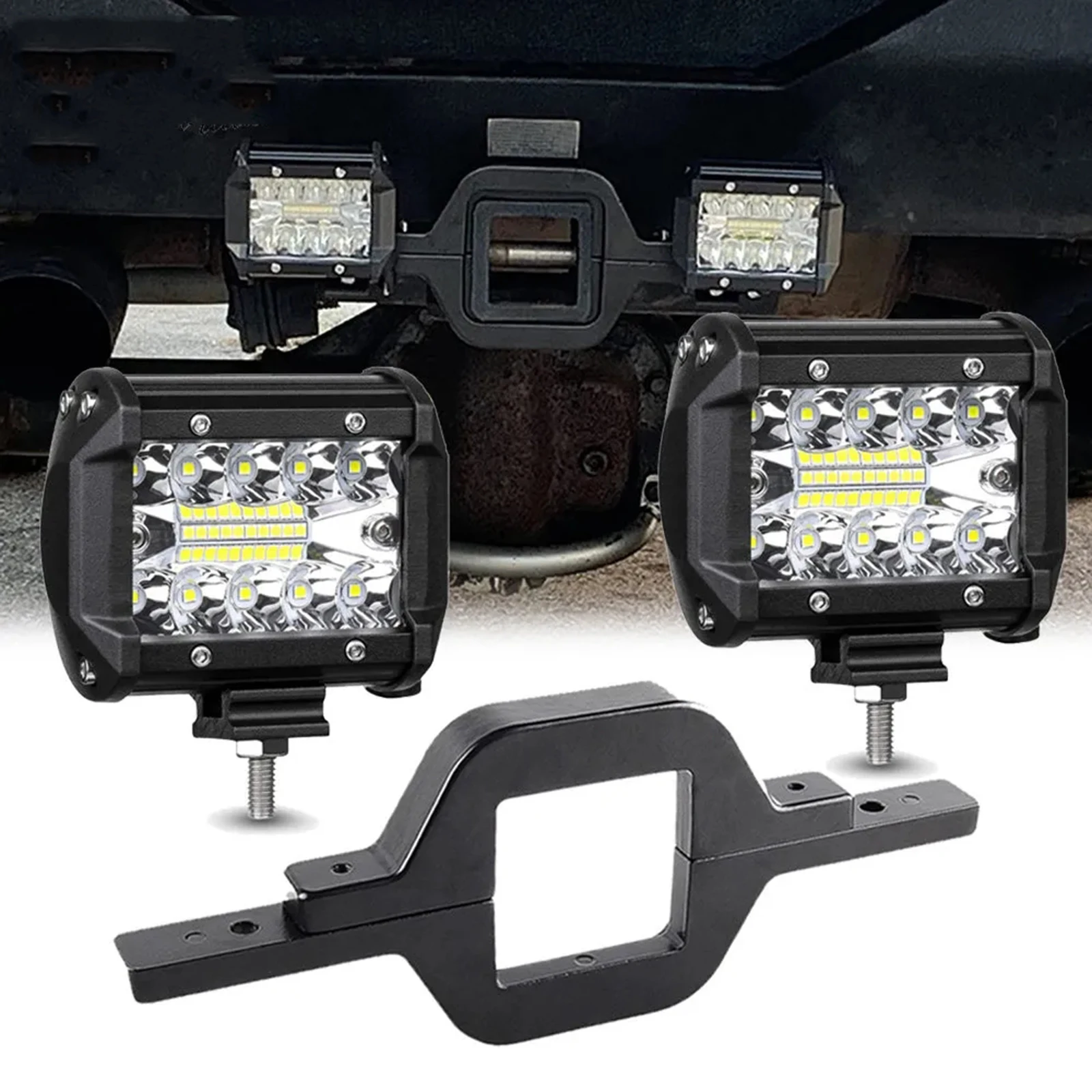 2pcs 4Inch 60W LED Light Bar with Tow Hitch Mounting Brackets Off-road ...