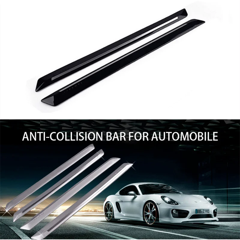 2PCS Universal Car Front Rear Bumper Protector Strip Rubber Chrome ...