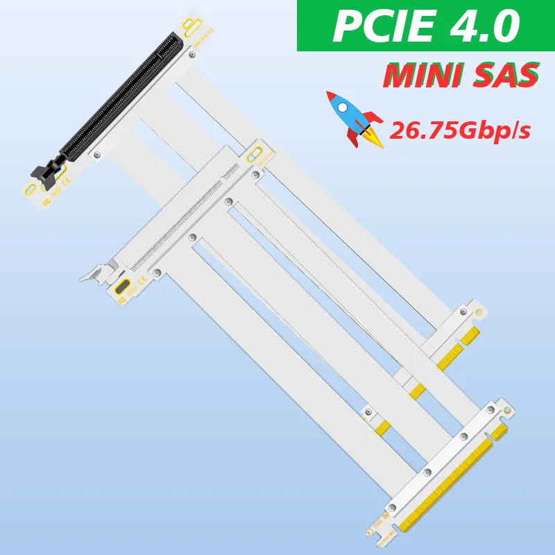PCIE 4.0 Extension Cable, White 16x Shielded High Speed GPU Riser Cable ...
