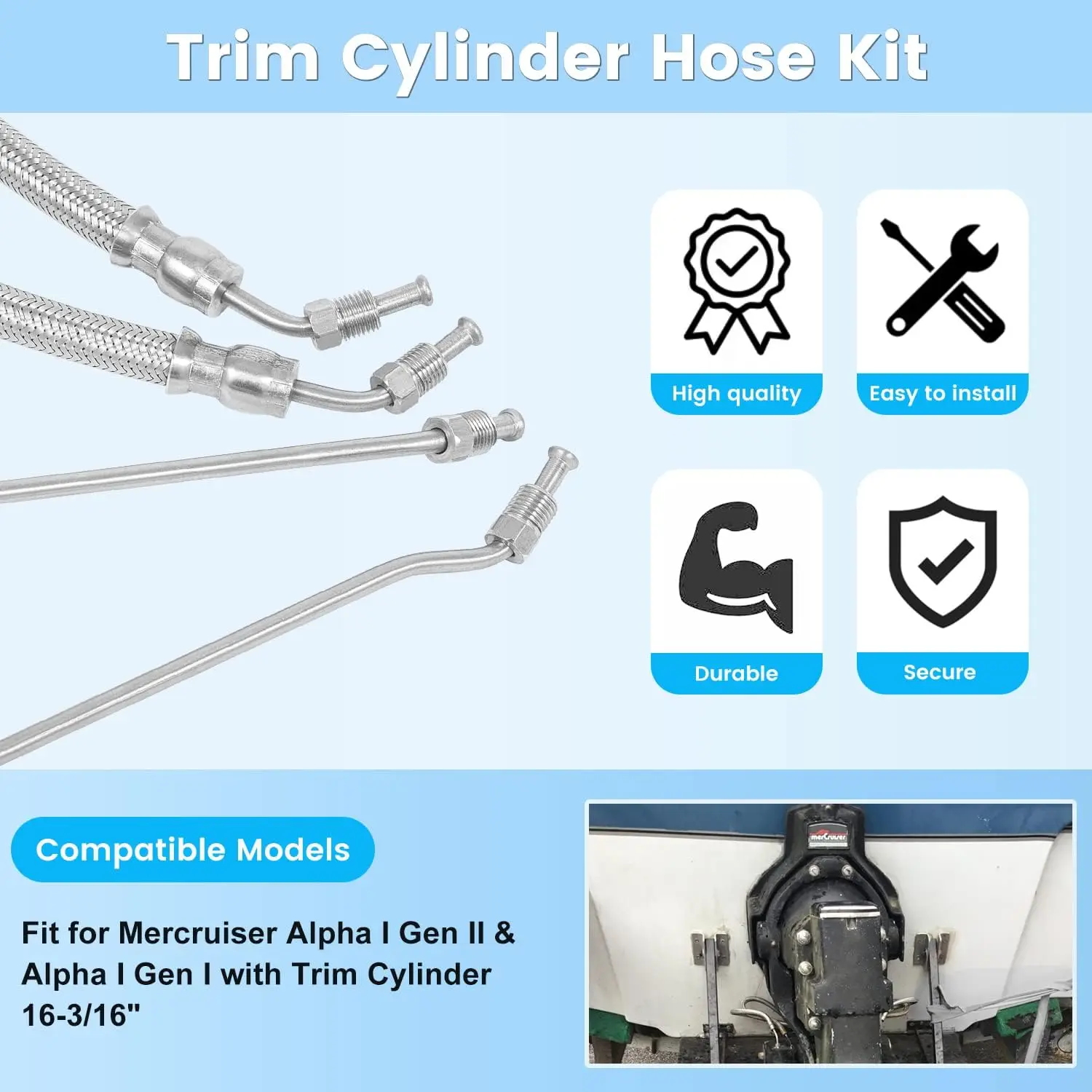 Hydraulic Power Pack Trim Tilt Hydraulic Hose Kit For Mercruiser Alpha ...