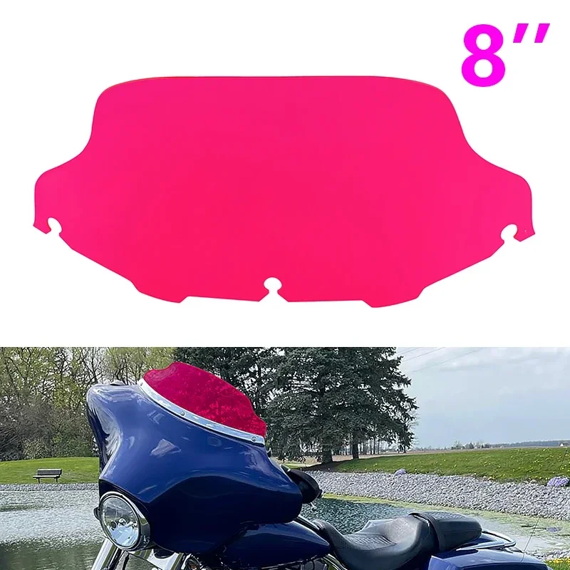 8" Red Motorcycle ABS Windshield Windscreen Upper Fairing For Harley ...