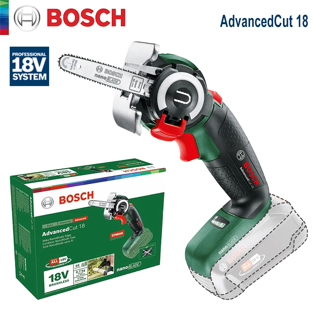 Bosch 18V Cordless Chainsaw Nanoblade Saw Advanced Cut 18 Brushless Mini Electric Pruning Saw Home Garden Power Cutting Tools AliExpress