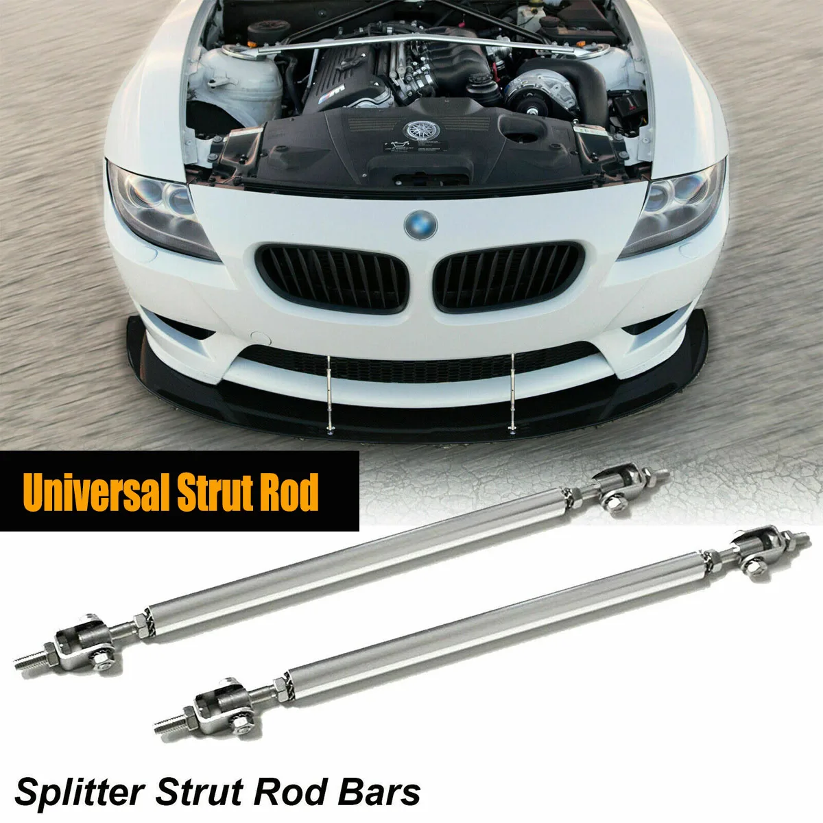 2pcs Universal Front Bumper Lip Splitter Spoiler Strut Rod Tie Support ...