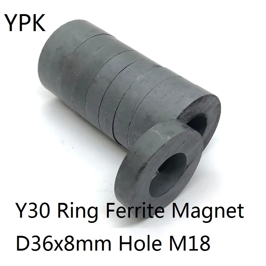 1 2 5 10PCS/LOT Strong Ring Ferrite Magnet 36*8 Hole M18 Y30 Black ...