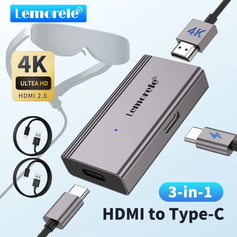 Lemorele HDMI to Type-c Adapter 4k 60Hz AR Glasses Converter USB-c ...