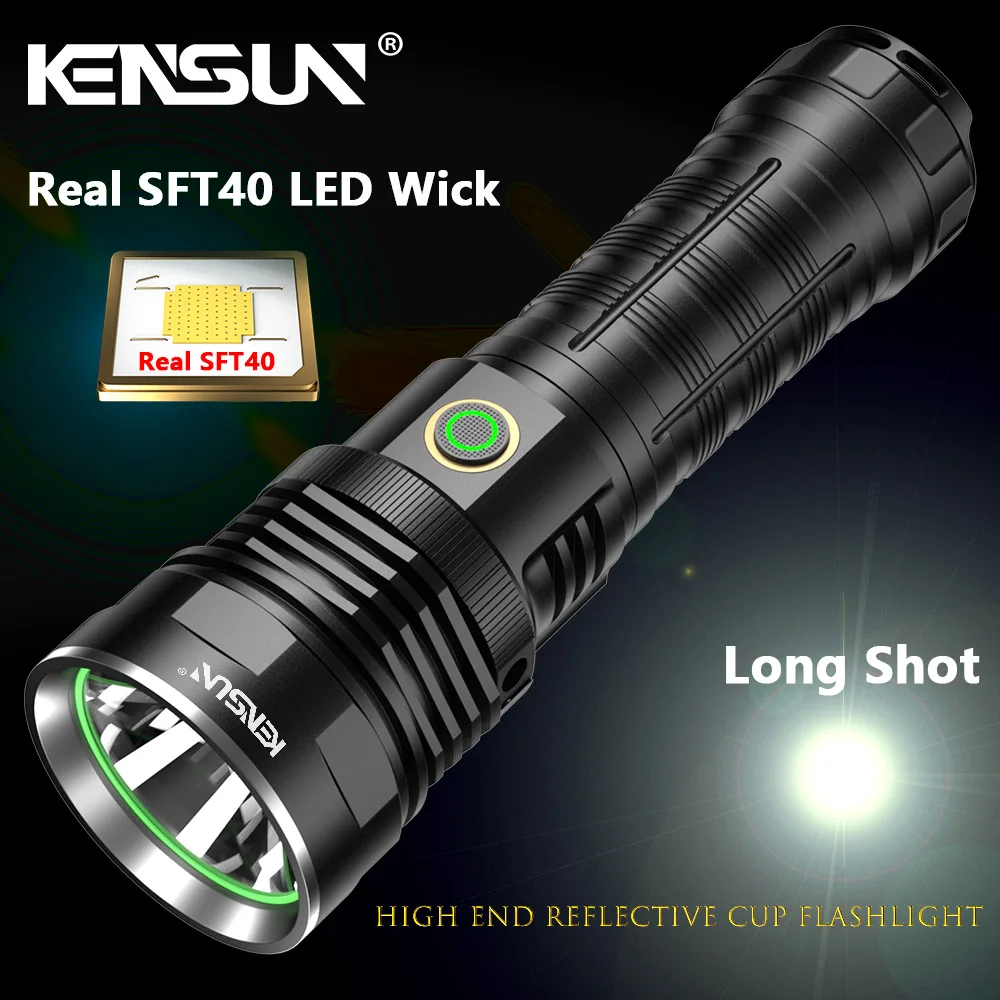 High Power Long Range Flashlight Super Bright SFT40 led Tactical Torch ...