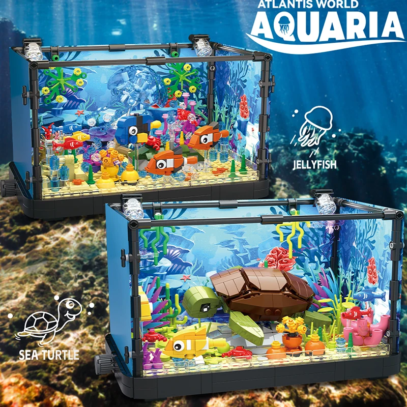 Creative-Fishbowl-DIY-Aquarium-Building-Blocks-Sea-Turtle-Jellyfish ...