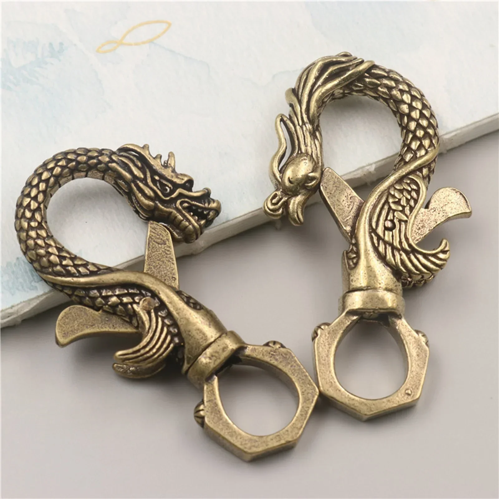 Copper-Dragon-Head-Keychain-Antique-Craft-Key-Chains-Phoenix-Clasps ...