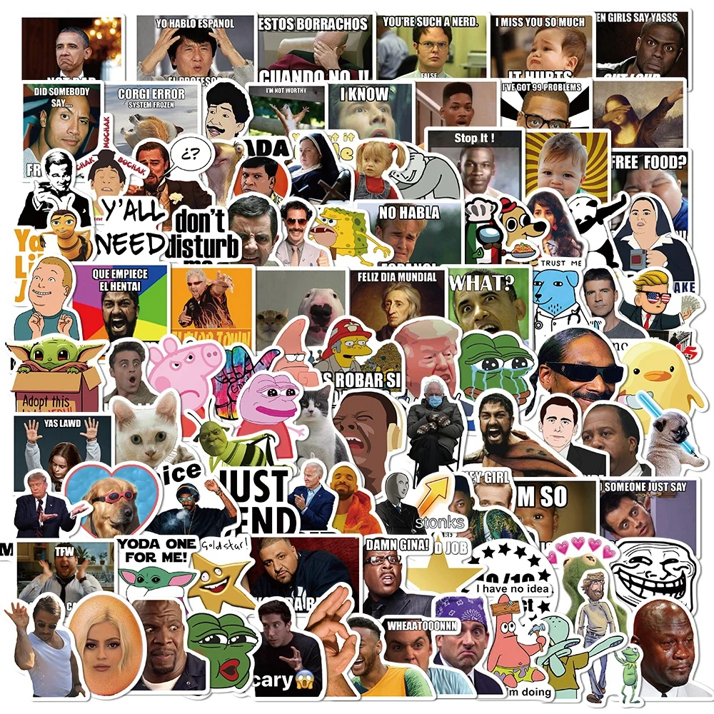 50-100pcs-New-Funny-Meme-Stickers-for-Laptop-Phone-Fridge-Scrapbooking ...
