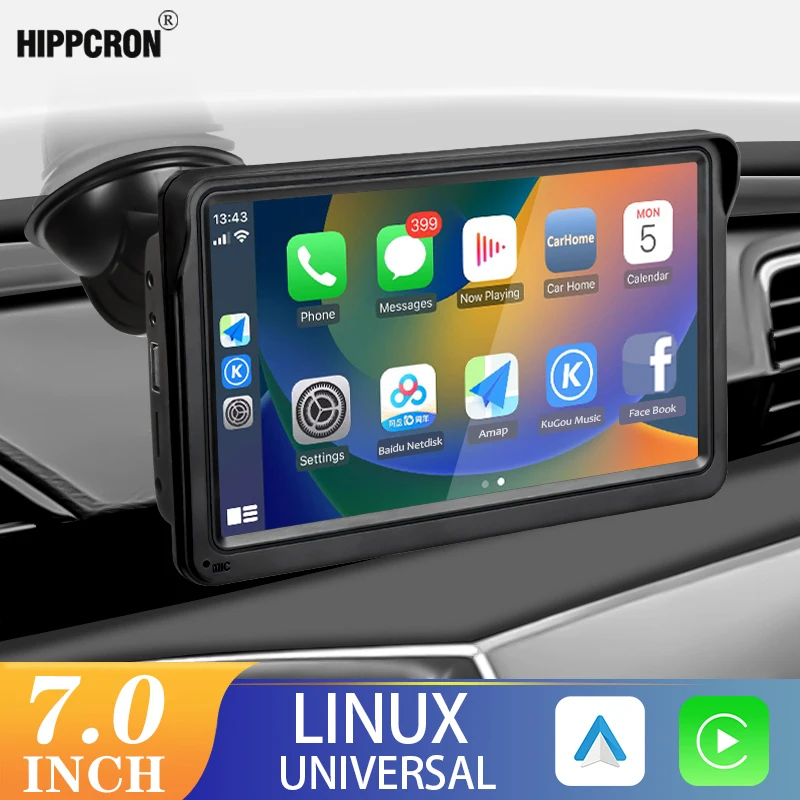 Hippcron 7inch Car Radio Multimedia Video Player Wireless Carplay And Wireless Android Auto ...