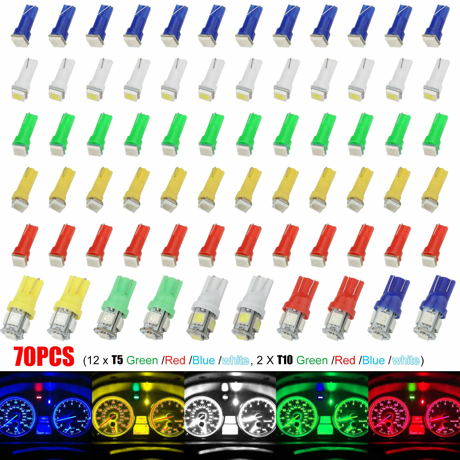 70PCS-T5-T10-5050-SMD-LED-Light-Speedometer-Instrument-Lamps-Gauge ...