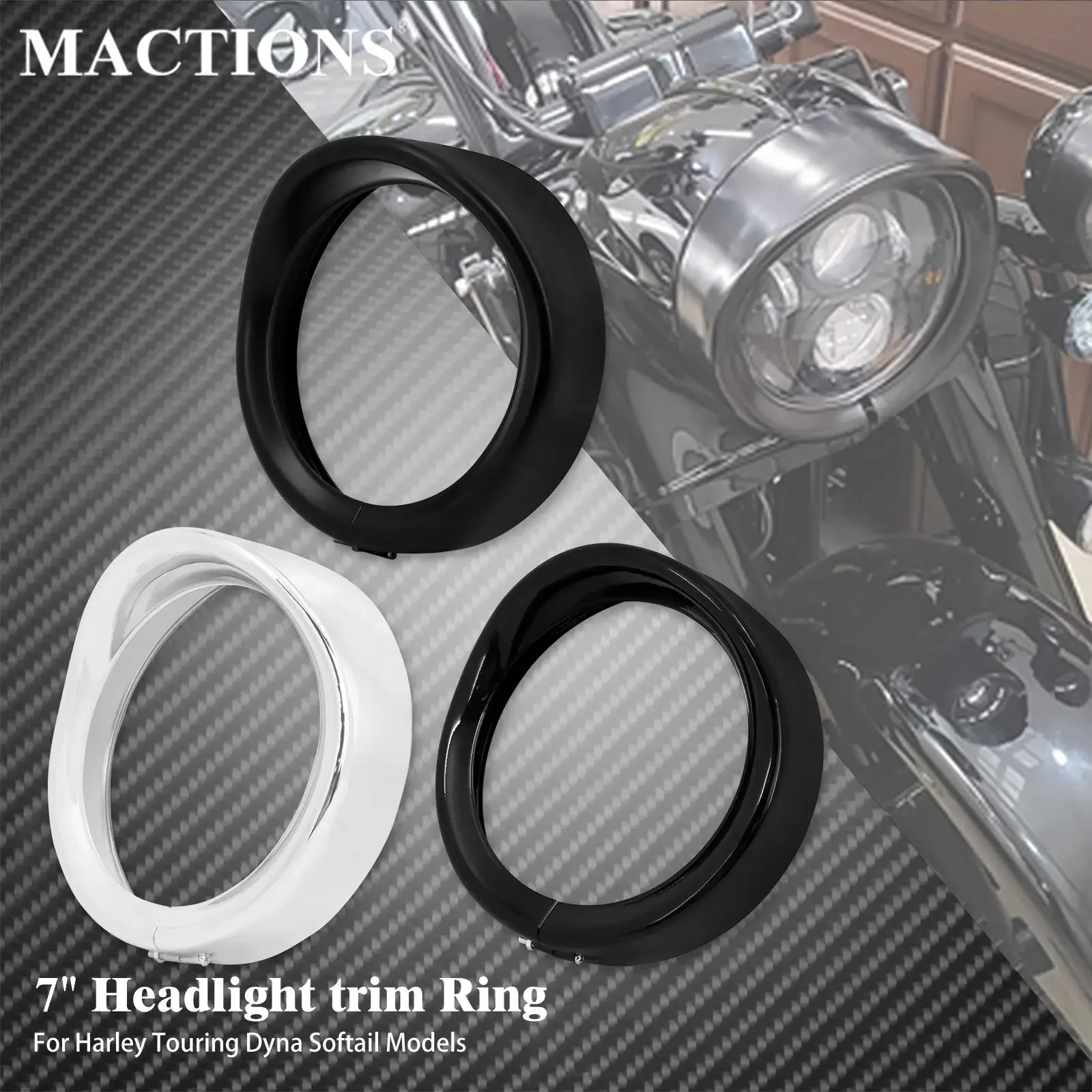 Motorcycle-7-Headlight-Bezel-Trim-Ring-Protect-Guard-Cover-For-Harley ...