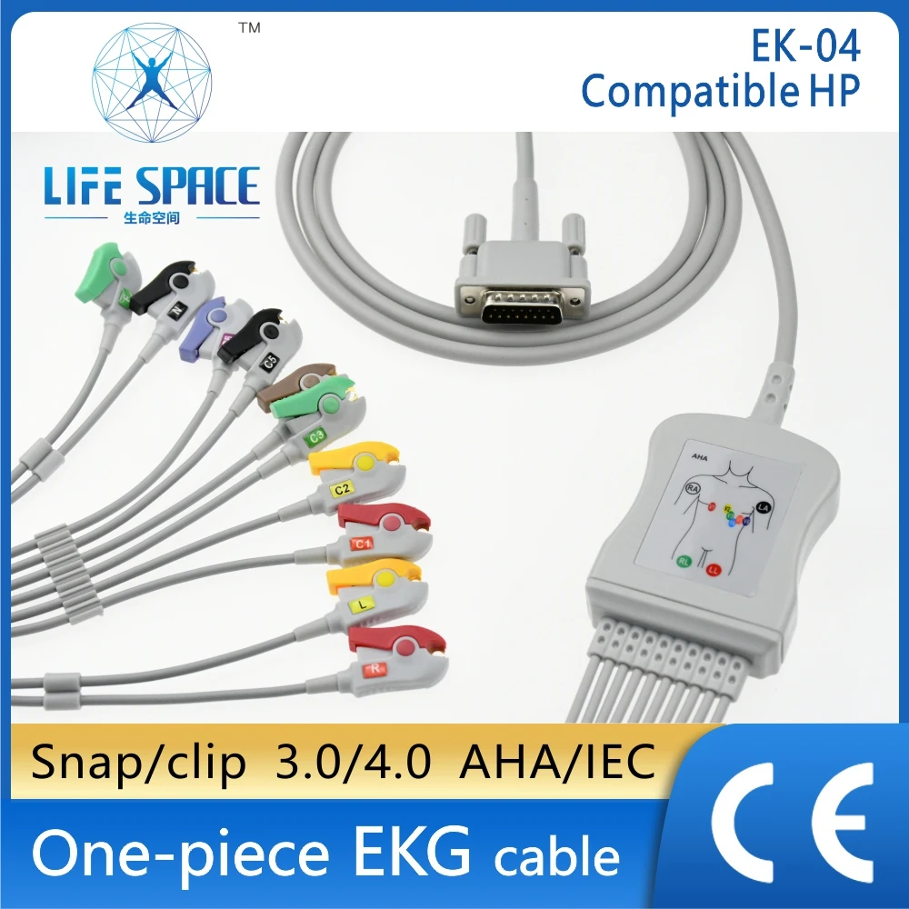 Ekg-Ecg-Cable-One-Piece-Electrocardiograph-10-Leads-Wires-Clip-Snap ...