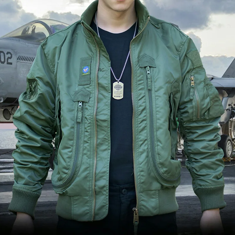 Flight-Suit-Jacket-Tactical-Windbreaker-Short-Military-Green-Flight ...