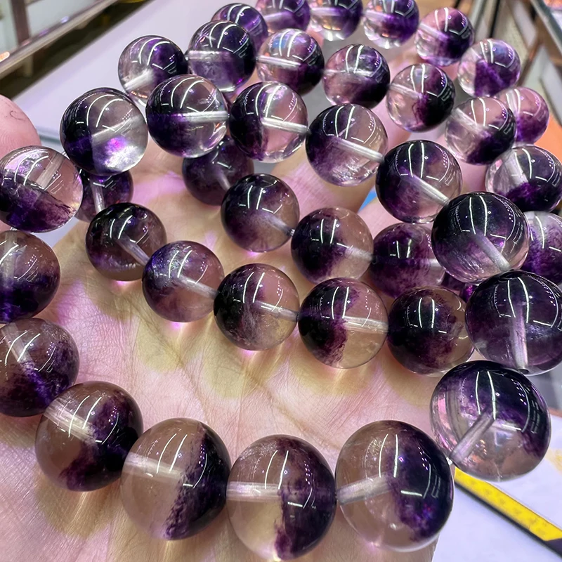 Meihan Natural 6A Ghost Purple Fluorite Smooth Round Loose Beads For ...